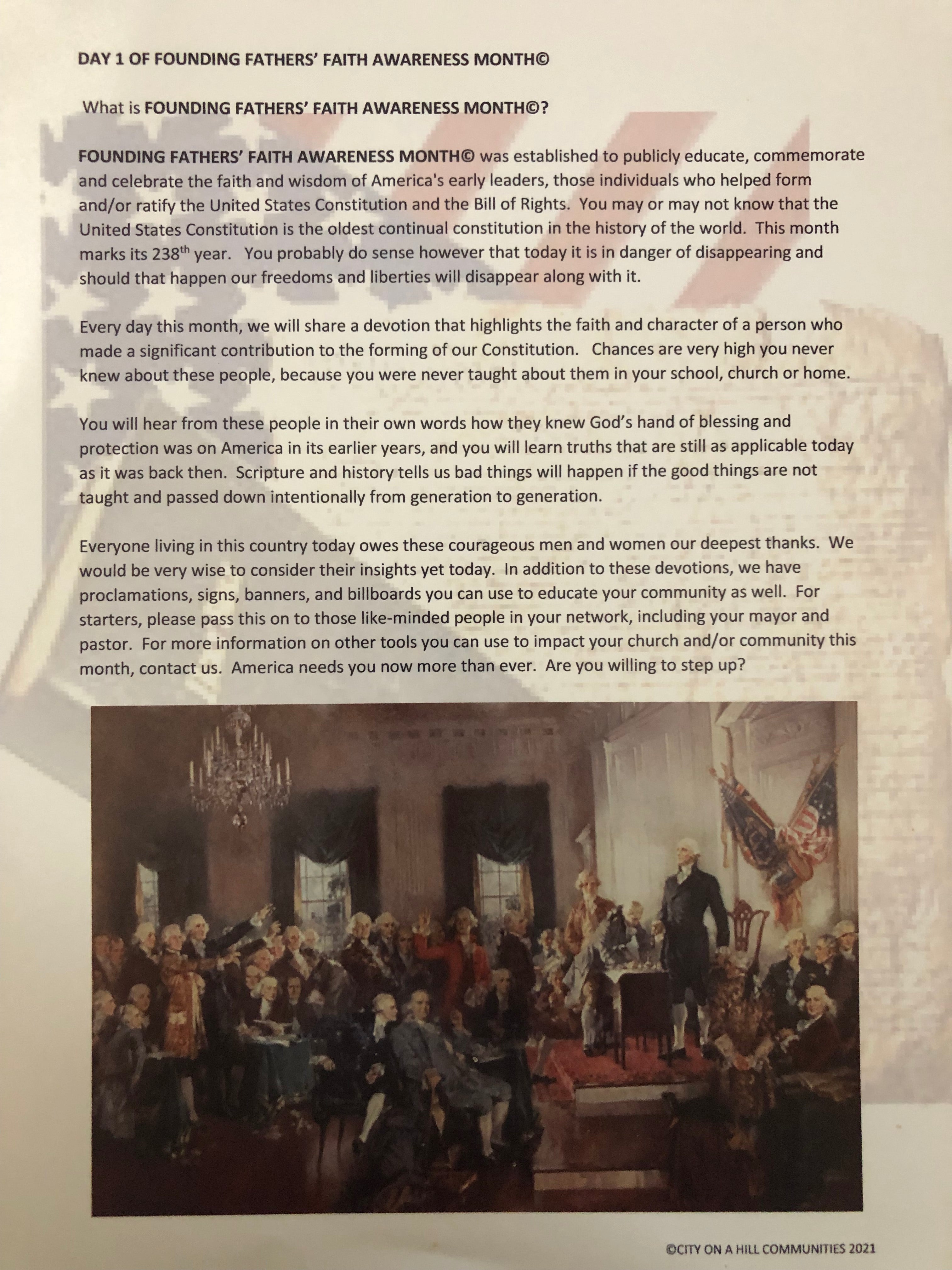 Founding Fathers' Faith Awareness Month Daily Devotionals – City On A ...